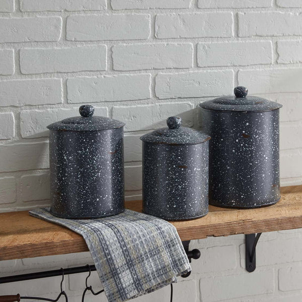 Enamelware Gray Canister Set - Retro Barn Country Linens