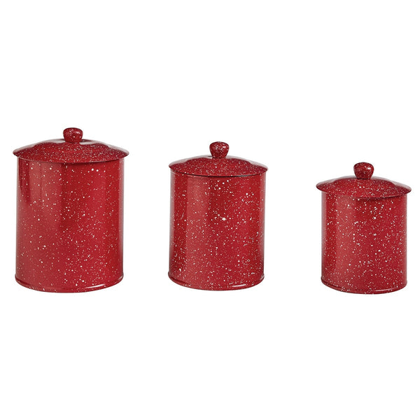 Enamelware Red Canister Set - Retro Barn Country Linens