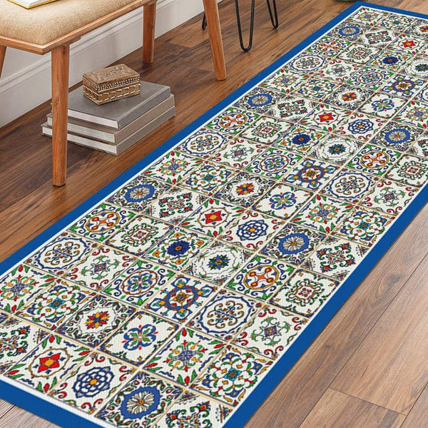 Spanish Tile Vinyl Floor Mat- Low Profile Vinyl Floor Cloth Mat - Retro ...