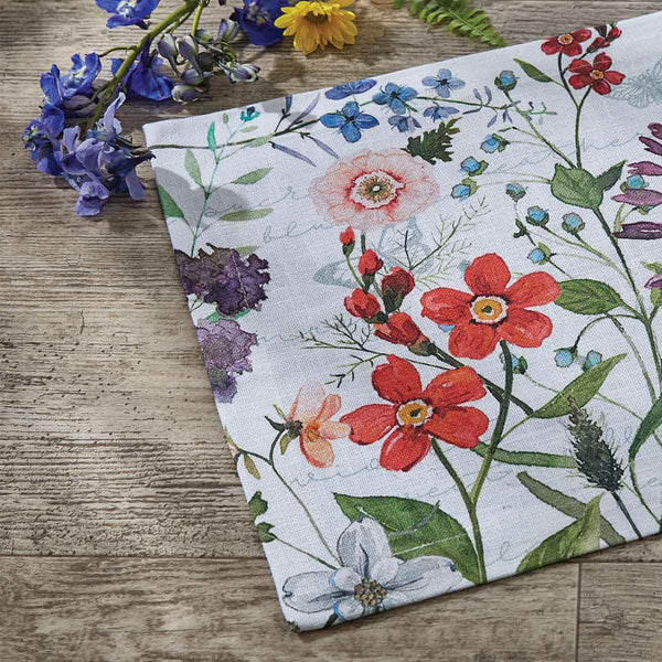 Wildflower Sketchbook Table Runner - Retro Barn Country Linens