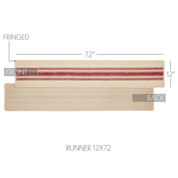 Burlap Red Stripe Table Runner 72" - Retro Barn Country Linens