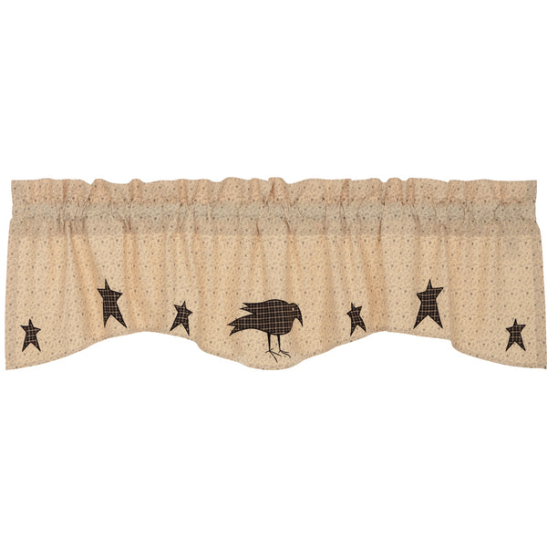 Kettle Grove Crow and Star Applique Valance - Retro Barn Country Linens