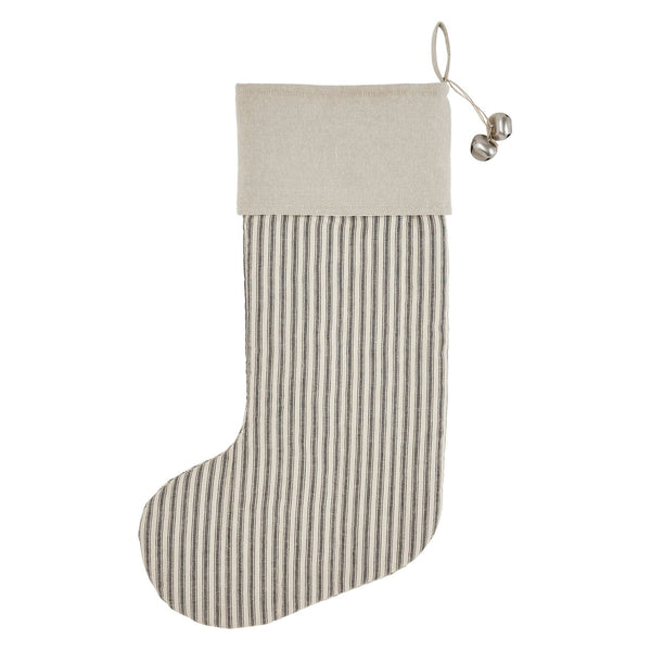 Sawyer Mill Charcoal Ticking Stripe Stocking - Retro Barn Country Linens