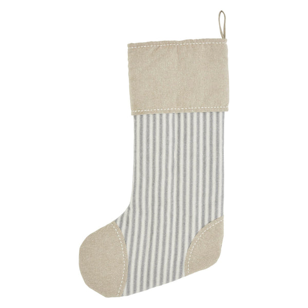 Grace Ticking Stripe Patch Stocking - Retro Barn Country Linens