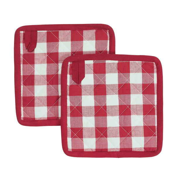 Annie Buffalo Red Pot Holder Set of 2 - Retro Barn Country Linens