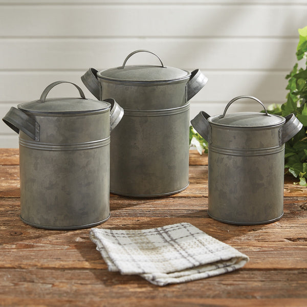Vintage Metal Canister Set - Retro Barn Country Linens