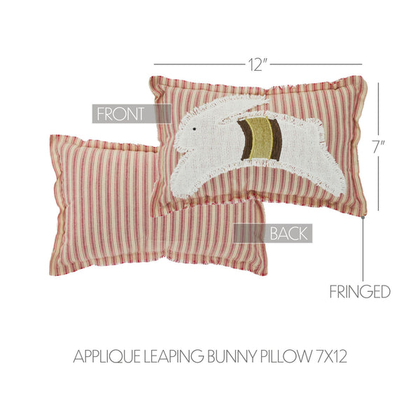 Spring In Bloom Applique Leaping Bunny Pillow - Retro Barn Country Linens