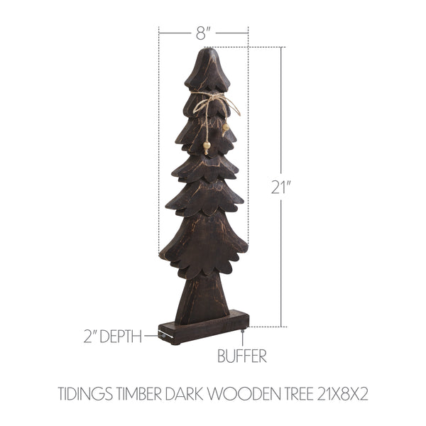 Tidings Timber Dark Wooden Tree - Retro Barn Country Linens