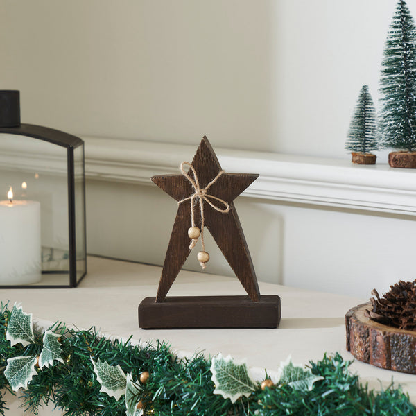 Primitive Wonder Dark Wooden Star - Retro Barn Country Linens