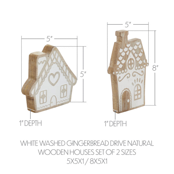 Gingerbread Drive Wooden House Set of 2 - Retro Barn Country Linens