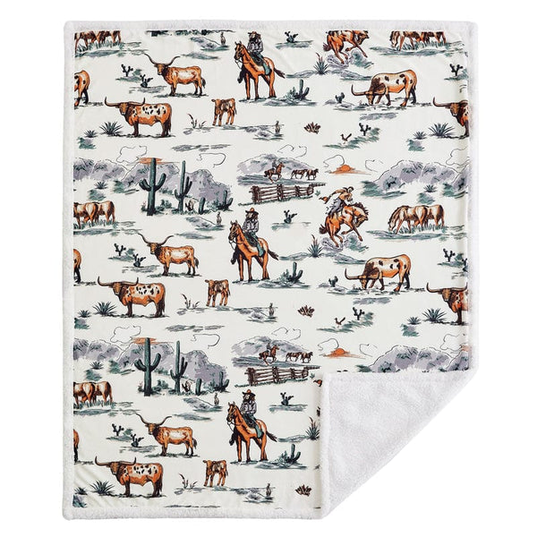 Ranch Life Retro Western Throw Blanket - Retro Barn Country Linens