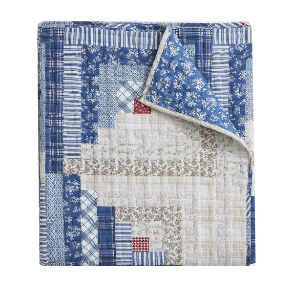 Cottage Cabin Quilted Throw - Retro Barn Country Linens