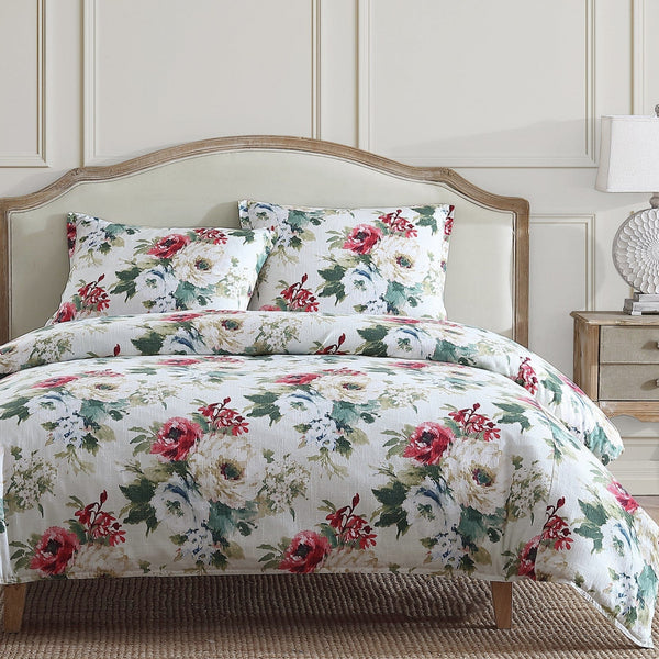 Peony Washable Linen Blend Comforter/ Duvet Cover Set - Retro Barn ...