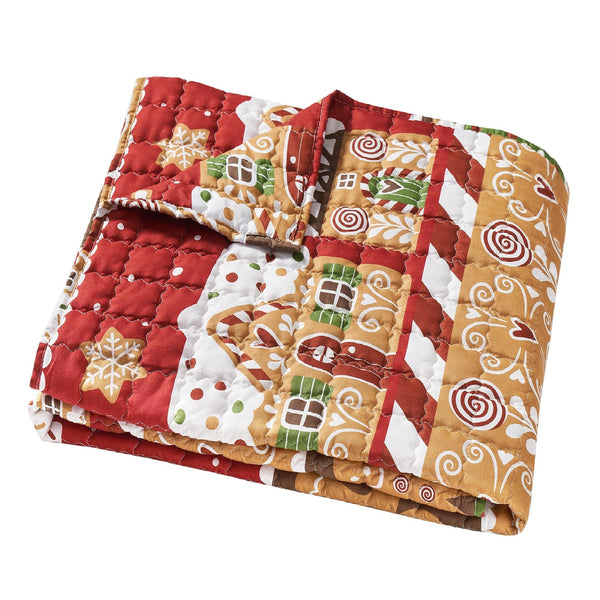 Gingerbread Lane Quilted Throw - Retro Barn Country Linens