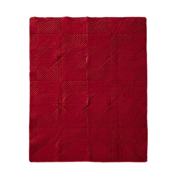Riviera Red Velvet Quilted Throw - Retro Barn Country Linens