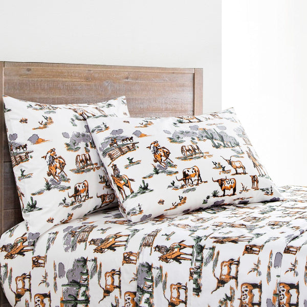 Ranch Life Sheet Set- Multicolor - Retro Barn Country Linens