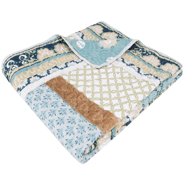 Thalia Blue Quilted Throw - Retro Barn Country Linens