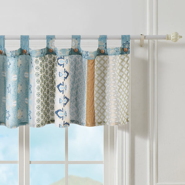 Thalia Blue Tab Top Valance - Retro Barn Country Linens