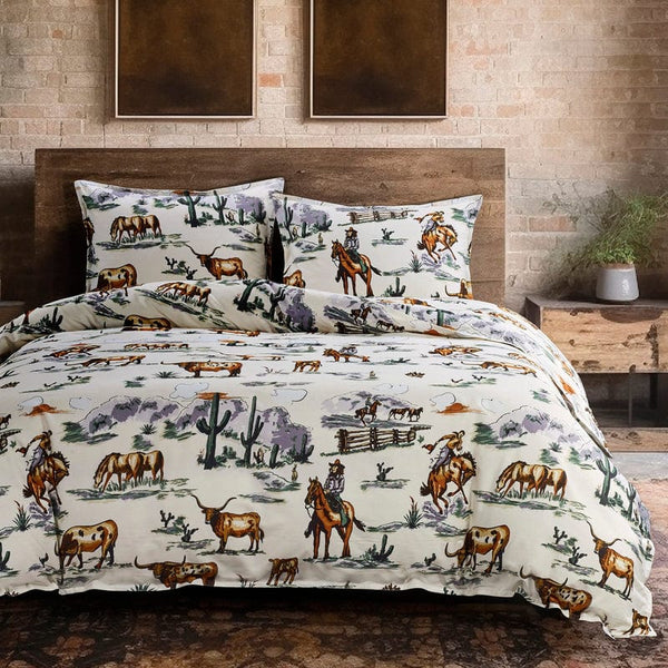 Ranch Life Retro Western Style Cowboy Comforter Set - Retro Barn ...