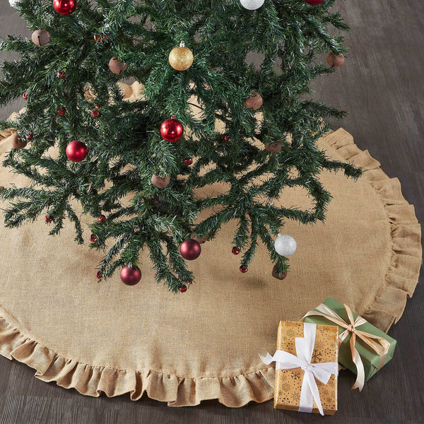 Burlap Ruffled Tree Skirt - Retro Barn Country Linens