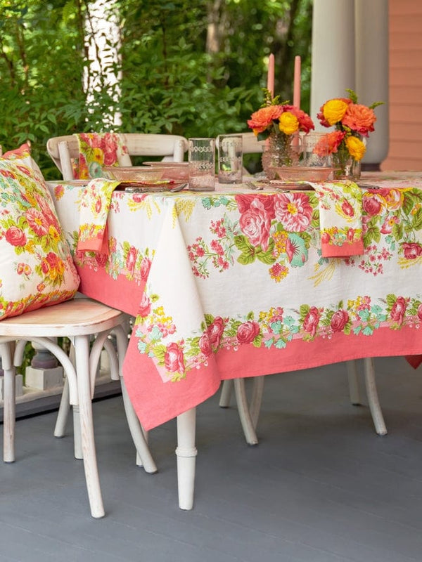 Marion Coral Tablecloth - Retro Barn Country Linens