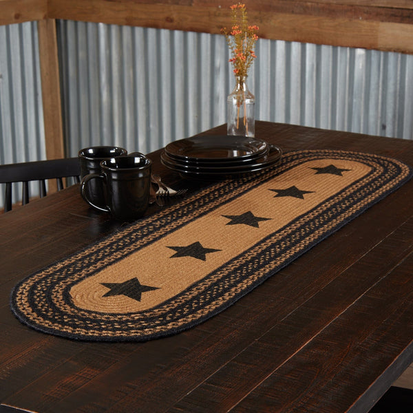Farmhouse Star Jute Table Runner - Retro Barn Country Linens