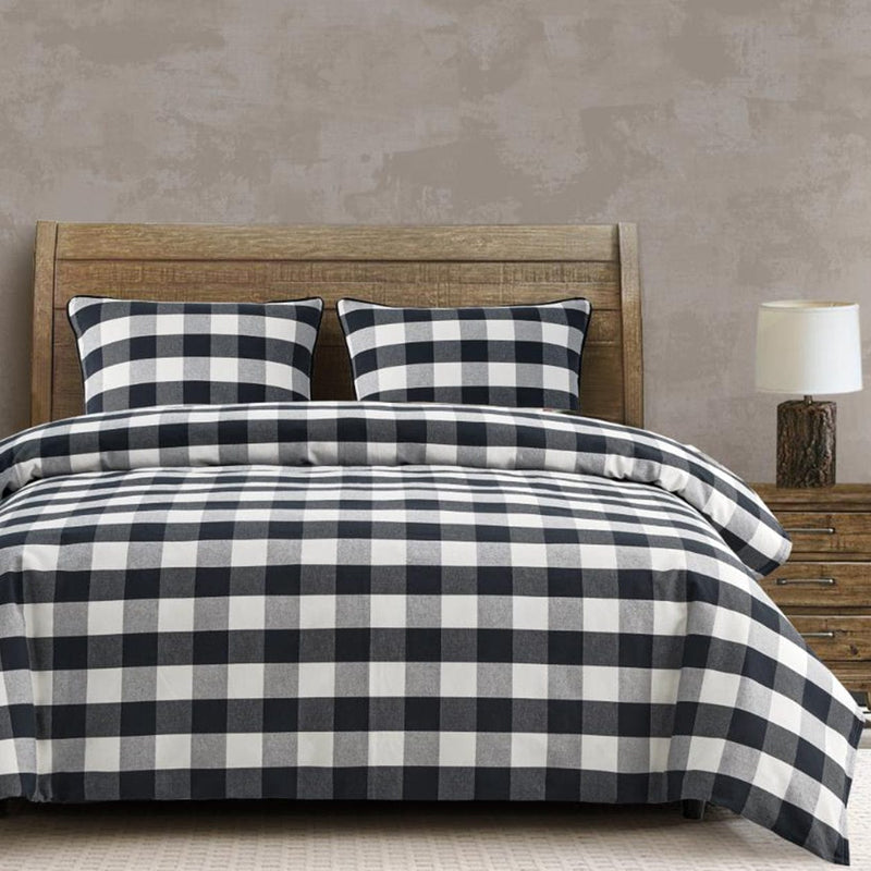 Camille Buffalo Check Duvet Cover Set in Black - Retro Barn Country Linens